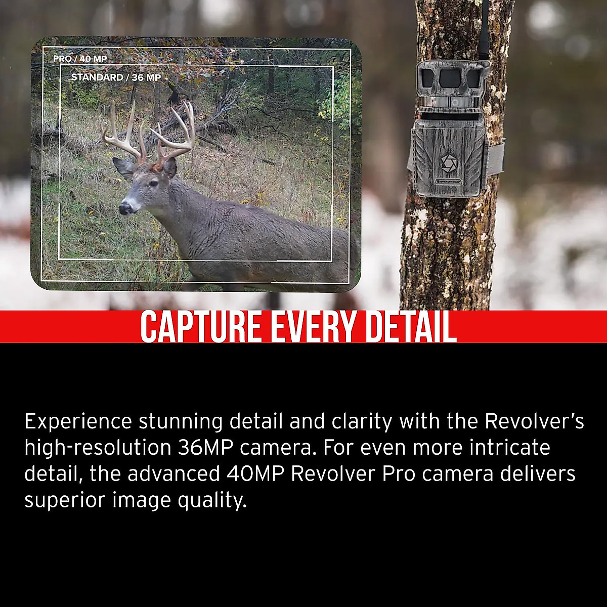 Stealth Cam Revolver 36MP 360 Degree Cellular Trail Camera with 1/4-Inch Threaded Mount Bundle with Economy Trail Camera Holder, 32GB Ultra SDHC Memory Card, and SD USB 2.0 Card Reader (4 Items)