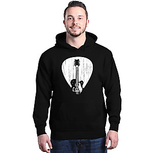 shop4ever Electric Guitar Pick Music Musician Hoodie Sweatshirts Large Black