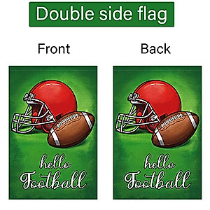 Super Bowl Football Garden Flag 12x18 Double Sided, Burlap Small Vertical Hello Football Holiday Party Sports Yard Outdoor Outside Decoration (Only Flag)