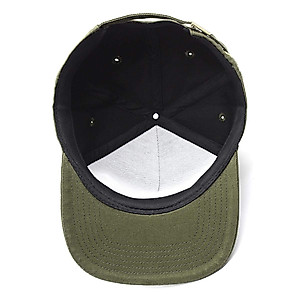 Uphily Olive Drab OD Green USA American Flag Flat Brim Bill Hat - High Profile Patriotic Snapback Baseball Cap for Men or Women