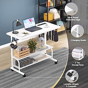 armocity Height Adjustable Standing Desk with Power Outlets, White