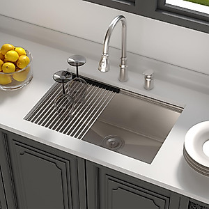 27 Undermount Kitchen Sink - LORDEAR 27x19 Inch 16 Gauge Stainless Steel Kitchen Sinks Under Counter Ledge Workstation Single Bowl Basin