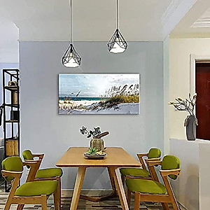 Beach Decor Ocean Decor Beach Wall Art Pictures for Bedroom Living Room Office Beach Wall Decor Ocean Decorations Framed Wall Art Bathroom Paintings Canvas Wall Art Sunshine Sea Waves Artwork 20"X40"