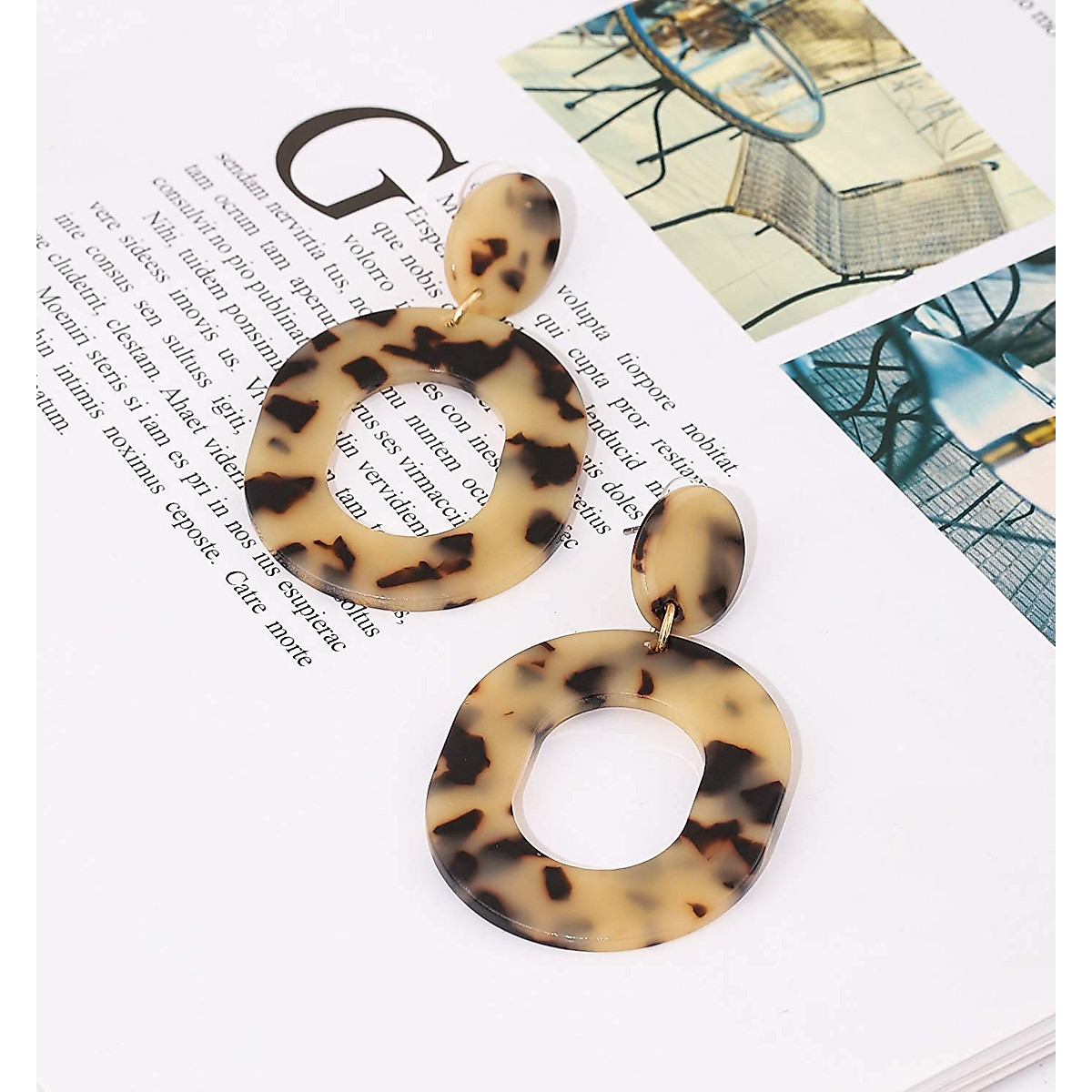Acrylic Earrings For Women Statement Geometric Earrings Resin Acetate Drop Dangle Earrings Mottled Hoop Earrings Fashion Jewelry (Leopard)