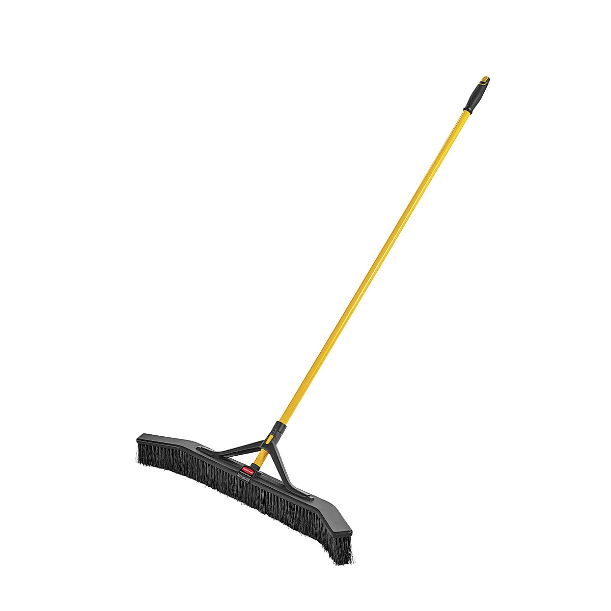 Rubbermaid Commercial Products Maximizer 36" Push to Center Push Broom, Polypropylene Fill, Black, Angled Sides, Medium Bristles for Indoor/Outdoor Multi-Surface Use