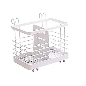 Yalych Utensil Caddy Kitchen Storage Shelf Multifunctional Spoon Fork Knief Chopstick Double Layer Holder Tableware Organizer Drain Rack Accessories Pen Holder ( Color : White )