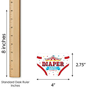 Big Dot of Happiness Carnival - Step Right Up Circus - Diaper Shaped Raffle Ticket Inserts - Carnival Themed Baby Shower Activities - Diaper Raffle Game - Set of 24