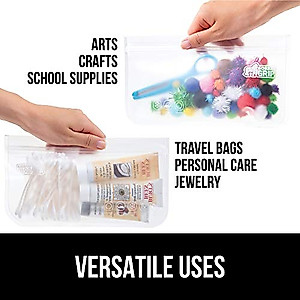 Gorilla Grip Reusable, Leakproof Secure Zip Freezer Safe, Food Grade PEVA Food Storage Bags, Lunch Storage Produce, School, Work, Snack, Sandwich