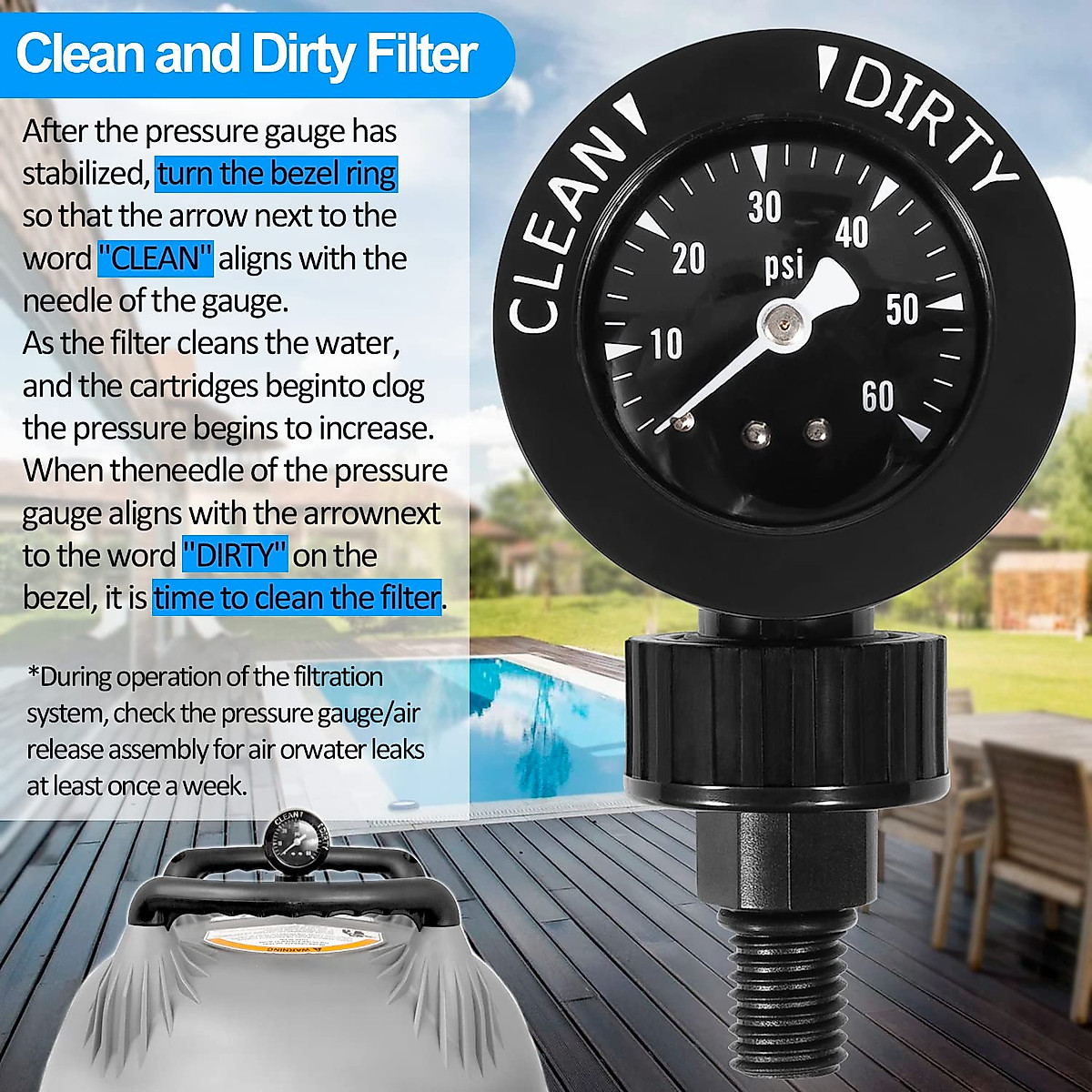 R0357200 Air Gauge Release Valve Assembly Replacement for Zodiac Jandy Pool and Spa Filters Compatible with CV & CL, DEV & DEL, JS Series