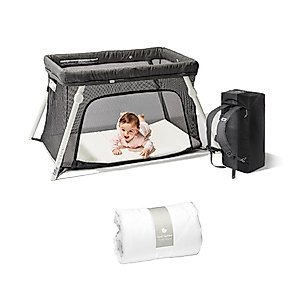 Guava Lotus Travel Crib Bundle with Quilted Sheet & Mattress | Play Yard with Lightweight Backpack Design | Certified Baby Safe Portable Crib | Folding Portable Playpen for Babies & Toddlers