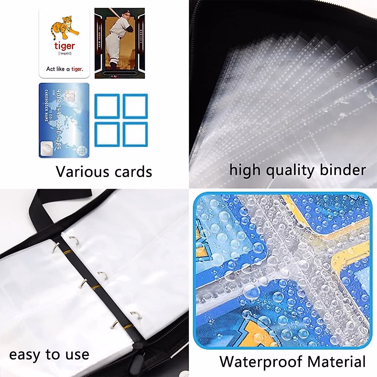 Card Binder, SouthStar 4-Pocket Trading Cards Binders 400 Pockets with 50 Removable Sleeves, 3-Ring Card Collection Album Holder Card Storage for Girls Trading Cards