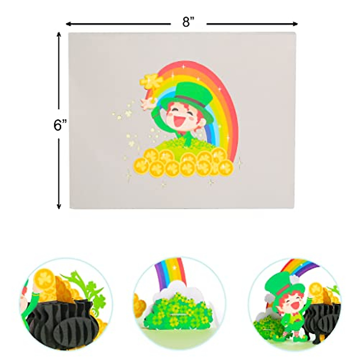 CUTE POPUP - Funny St Patricks Day Pop Up Cards, Green Shamrock 3D Card, New Grand Opening Card, Birthday Card, Surprising Present for Kids, Good Luck, Get Well for Family and Irish Friends