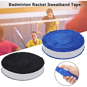 ITODA Badminton Tennis Racket Towel Hand Glue,Cotton Anti-Skid Sweat Tape Badminton Racket OverGrip Sweatband Tape Wraps (Black)