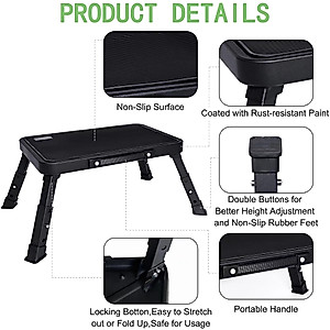 3 Levels Adjustable Folding Step Stool,Foldable RV Step Stool,Safer Metal Stepping Stool for Adults and Seniors,Sturdy and Stable,350 Ibs Capacity,for Bedroom,Kitchen,Office,SUV and More Use