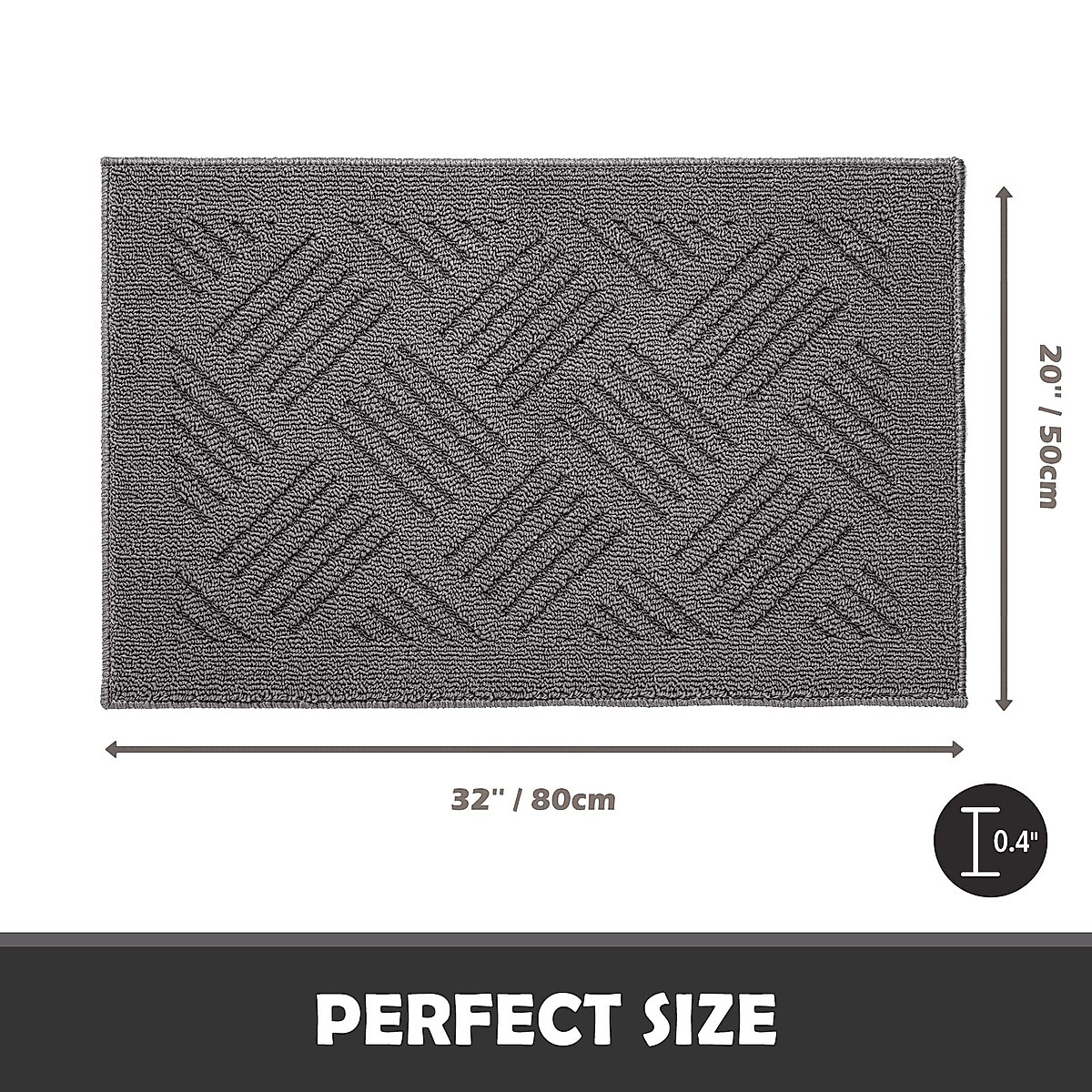 JEEDOVIA Door Mat Indoor Doormat,Front Back Door Mats Non Slip Entrance Rugs Rubber Backing,Inside Doormats for Entryway Low-Profile, Absorbent Resist Dirt Floor Mats Washable,20"x32"Grey