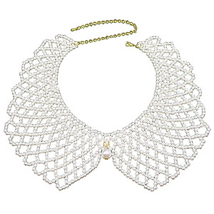 Trimscraft Collar Necklace Simulated Pearl Beads Bib Statement Detachable False Collar for Women