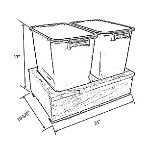 Dowell 4006 0215/0218/0221 Single/Double Waste Basket Pullout for B15/B18/B21 Cabinet (for B21 Cabinet)