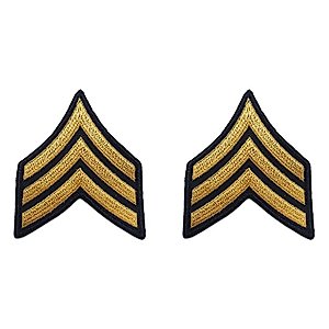 US Army Male Rank Gold On Blue Chevrons - Sergeant