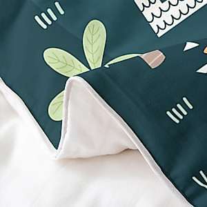 Alphabet Kids ABC Learning 100% Cotton Duvet Cover Full Size, Cartoon Dino Comforter Cover Kids Educational Nursery Art Bedding Set for Boys Girls Jungle Dino Bedspread Cover 3Pcs with 2 Pillow Case