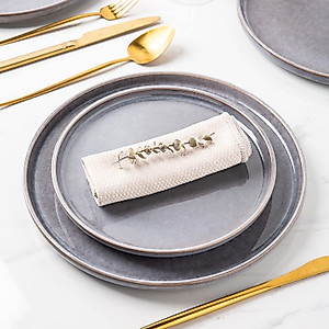 AmorArc Dinner Plates Set of 6, 10.5 Inch Reactive Glaze Ceramic Plates Set, Microwave, Dishwasher Safe, Scratch Resistant, Modern Large Dinnerware Dishes Set Kitchen Stoneware Plates