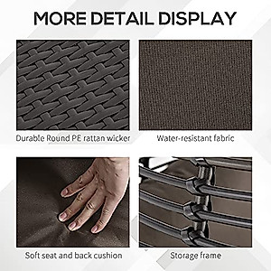 Outsunny Outdoor Wicker Egg Chair with Cushion, Lounge Chair Rattan 360 Degree Round Basket Chair for Backyard Garden Lawn Indoor Living Room, Brown