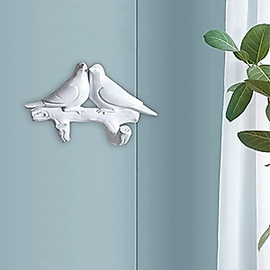 gazechimp Luxury Coat Key Hanger,Resin Bird Wall Decorations,Coat Clothes Towel Hook for Bedroom Home Entryway, White