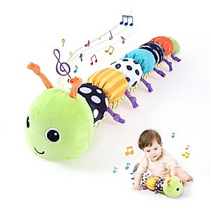 Baby Toys 6 to 12 Months, Musical Caterpillar Infant Toys, Infant Toys Stuffed Animal Toys with Ruler Design and Ring Bell, Crinkle, Rattle, Tummy time Toys for Newborn Boys Girls 0 3 6 9 12 Months