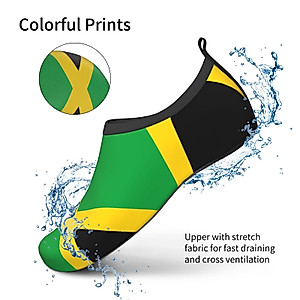 Jamaica Flag Water Shoes Outdoor Exercise Water Shoes Adult Quick-Dry Barefoot Shoes Necessities for Men Women Water Games Black