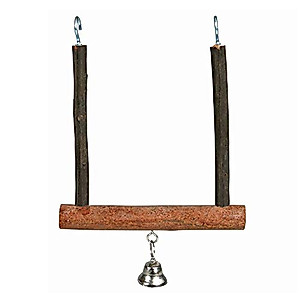dxS8hhuo Wood Pet Bird Parrot Bell Cage Hanging Swing Stand Grinding Paw Play Chew Toy - Wood Color