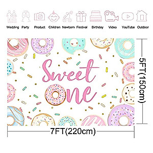 Avezano Donut Sweet One Backdrop Donut 1st Birthday Party Decoration 7x5ft Vinyl Sweet Donut Theme 1st Birthday Party Supplies Girls First Birthday Party Banner Photography Background
