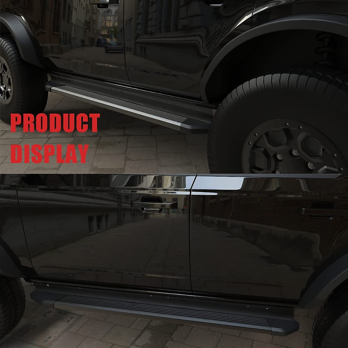 Heavy Duty Running Boards Fit for Ford Bronco 4 Door 2021 2022 2023 2024 Black Side Tube Step Nerf Bar