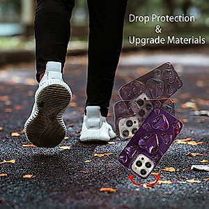 MGQILING iPhone 14 Pro Max Case, Plating Bling 3D Love Heart Case, Cute Love Hearts Sparkle Phone Case for Women Girls, Soft TPU Full Camera Shockproof Protective Clear Case - Purple