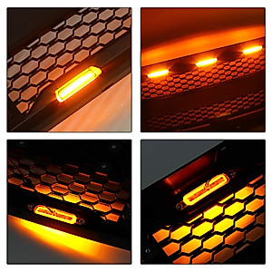 Modifying Raptor Style Grille Mesh Grill, Compatible with Ford F150 F-150 2018 2019 2020, With DRL & Turn Signal Lights - Matte Black