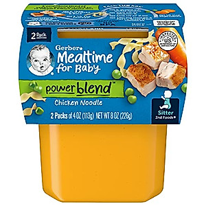 Gerber Baby Food 2nd Foods, Dinner, Chicken Noodle Puree, 4 Ounce Tubs, 2-Pack