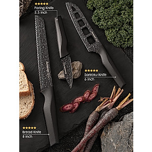 Knife Set, 6 Piece Kitchen Knife Set, High Carbon German Stainless Steel Knives Set, Non-stick Coating, Ultra Sharp, Dishwasher Safe