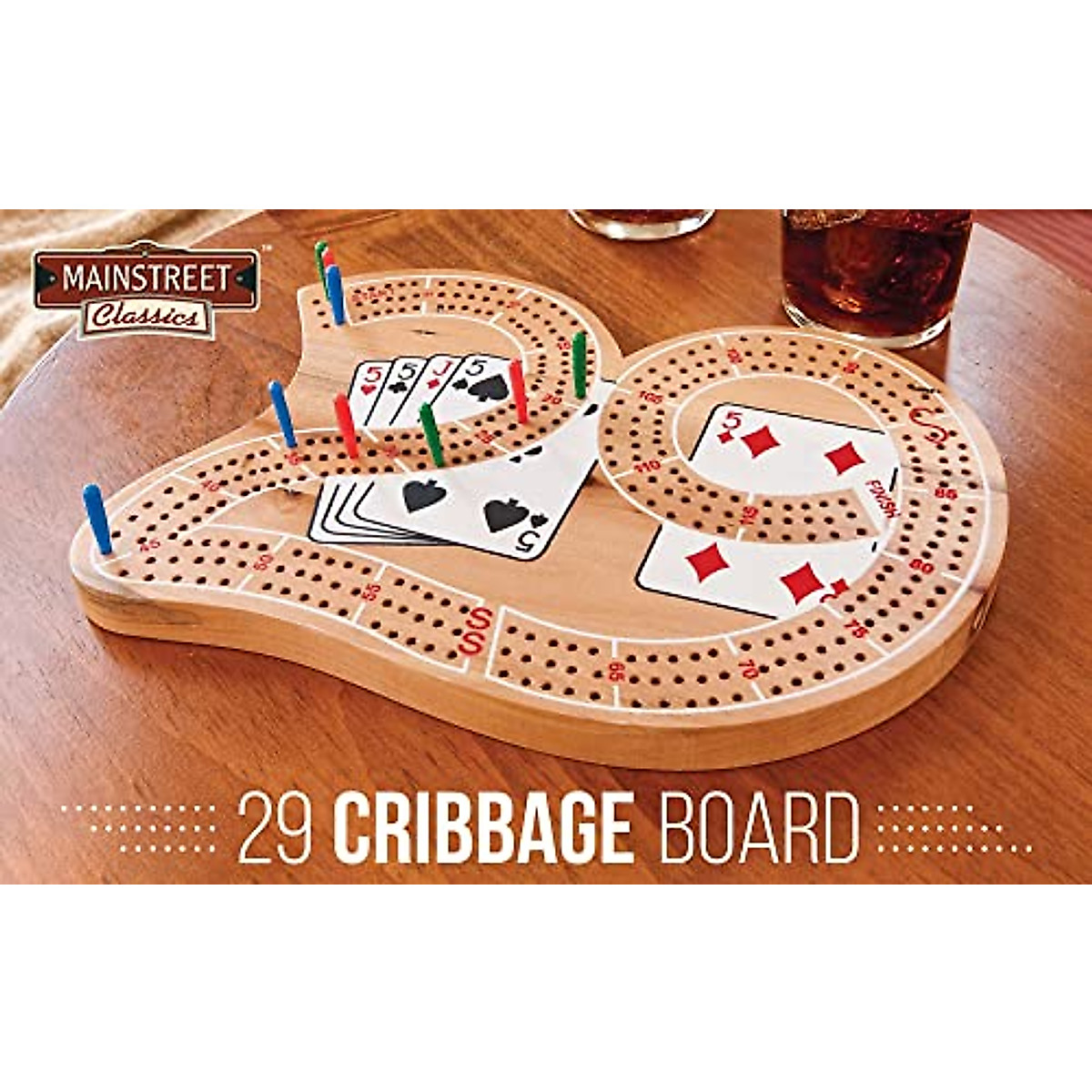 Mainstreet Classics Wooden "29" Cribbage Board Game Set