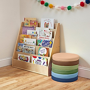 ECR4Kids SoftZone Floor Cushions with Handles, 2" Deluxe Foam, Round, Earthtone, (6-Pack)