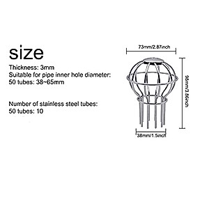 Gutter Guard,304 Stainless Steel 3 inch Cleaning Rooftop Filter Strainer,Drain Cover Cleaning Tool,Outdoor Roof Blocking Proof Line Cap Round Floor Net Cover,Keep Water Flow Free(50 Tubes)