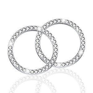 LivTee 2 PCS Crystal Rhinestone Car Engine Stop Decoration Ring, Bling Interior Accessories for Women, Push to Start Button Cover/Sticker, Key Ignition & Knob, White