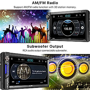 aboutBit Bluetooth Double Din Car Stereo - 7 inch HD Touchscreen MP5 Player Car Audio Receiver – Phonelink | Rearview Camera | AM/FM Radio | USB/SD/AUX | Subwoofer | SWC | Wireless Remote Control