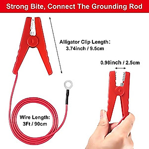 Electric Fence Wire Connect The Energizer and Electric Fence Charger Solar Fence Charger Solar Powered Electric Fence, Solar Electric Fence, Electric Fence Lead Wire with Alligator Clip, 3 Ft/91cm