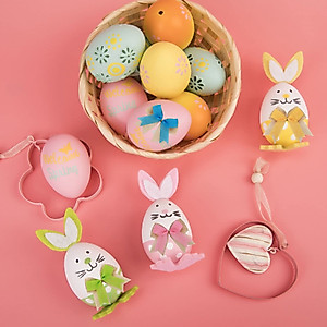 Meseey 12 Pcs Easter Burlap Bows 4 Inch Pink/Yellow/Blue/Grenn Spring Bow for Holiday Spring Wreath DIY Crafts Home Decoration (Spring)