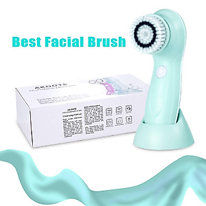 UBBETTER Face Brush Facial Brush Rechargeable Rotating Waterproof Cleansing Brush Set NEW style 2 Speeds With 3 Brush Heads Blackhead Remover Exfoliating Massage