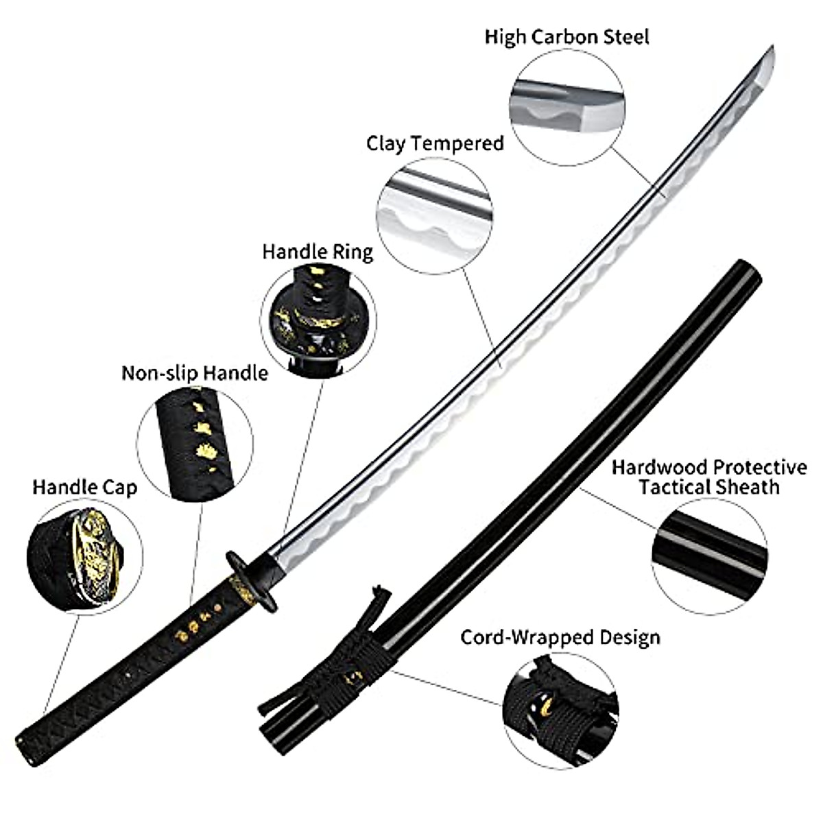 DISPATCH High Carbon Steel Katana, Ninja, Full Tang Sharp Japanese Samurai Sword Can Bamboo Trees