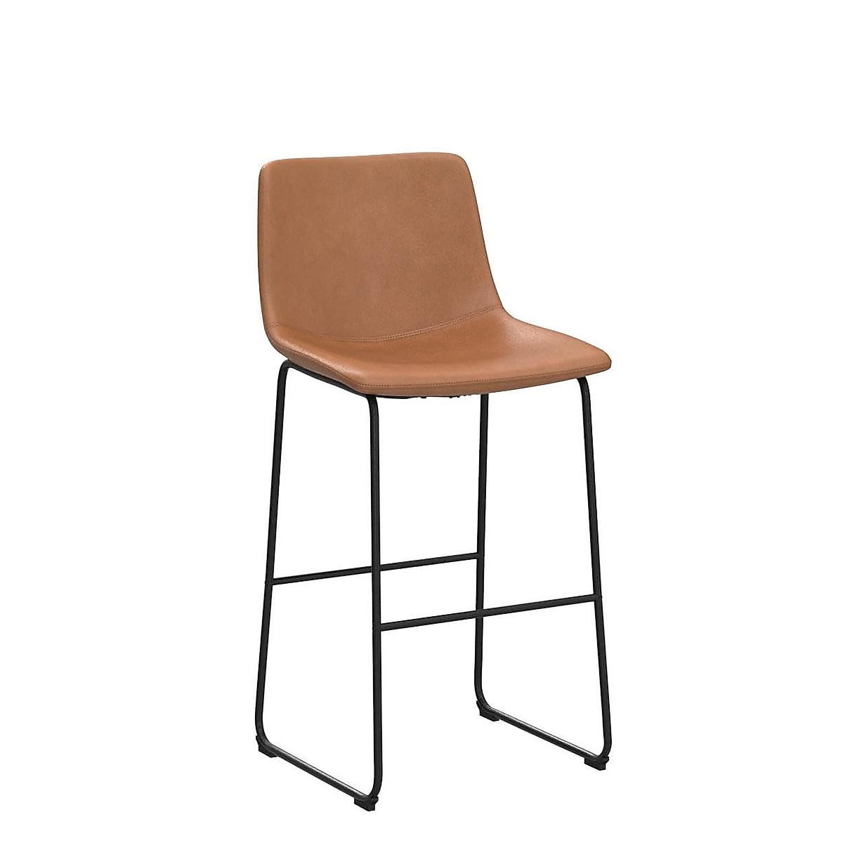 LEMBERI 30 inch Bar Stools Set of 2, Modern Bar Height Barstools, Faux Leather Stool with Back and Metal Leg, Armless Tall Bar Dining Chairs for Pub Counter Kitchen (Whisky, 2pcs 30")