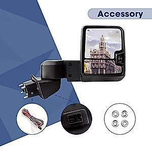 Towing Mirror Compatible with 2019-2023 Chevy Silverado 1500 With Power Adjustment Mirror Heated Turn Signal & Running Light Backup Light Puddle Lamp BSM Light Temperature Sensor Pair Set