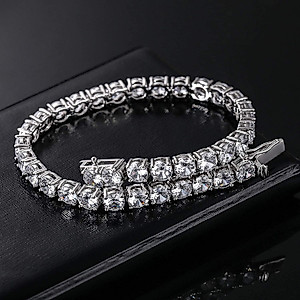MDFUN Tennis Bracelet for Women and Men 3mm Cubic Zirconia 18K White Gold Plated Size 7.5 inches