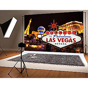 Art Studio 7x5ft Welcome to Las Vegas Photography Backdrop City Billboard Banner Casino Night Scenery Party Decorations Photo Background Vinyl Studio Booth Props