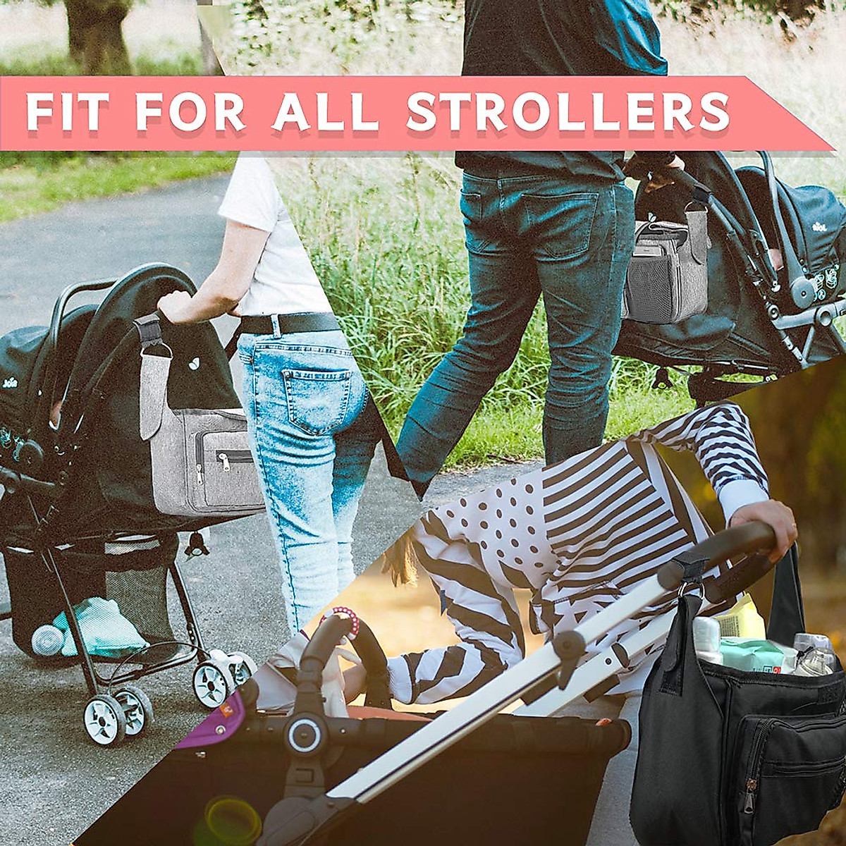 Baby Stroller Organizer with Non Slip Straps - Stroller Organizer Bag with Big Capacity, Waterproof Pocket and Insulated Cup Holders by LENTA MALL