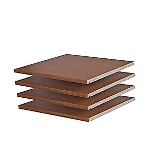 Palace Imports 100% Solid Wood Set of 4 Small Shelves for Kyle Wardrobe/Armoire/Closet ONLY, Mocha